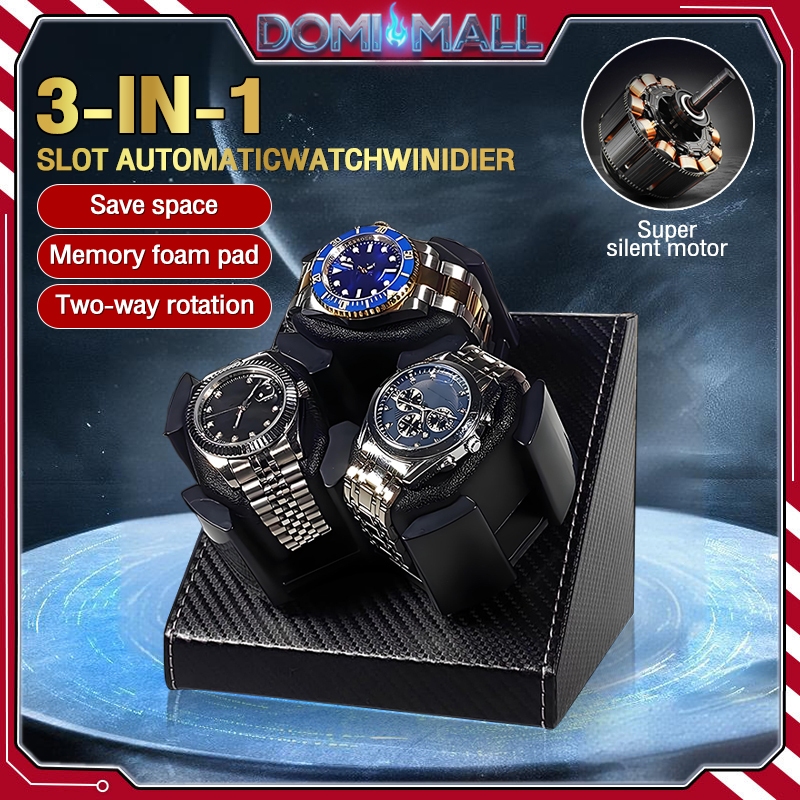 3-in-1 Automatic Watch Winder - carbon fiber bidirectional rotary watch ...