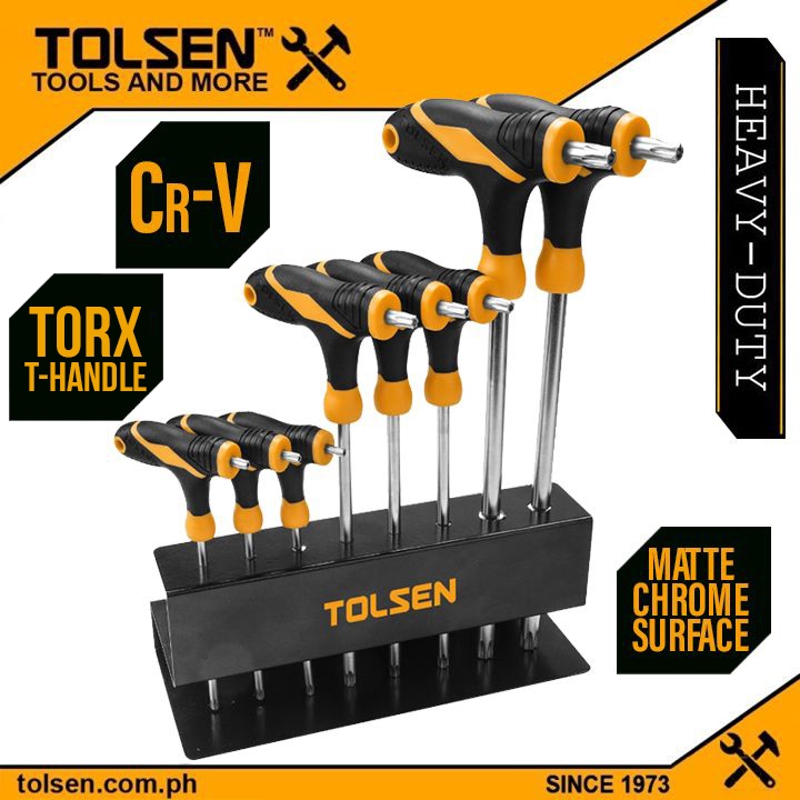 Tolsen 8Pcs Torx T-Handle Star Allen Hex Key Screwdriver Set w/ Stand ...