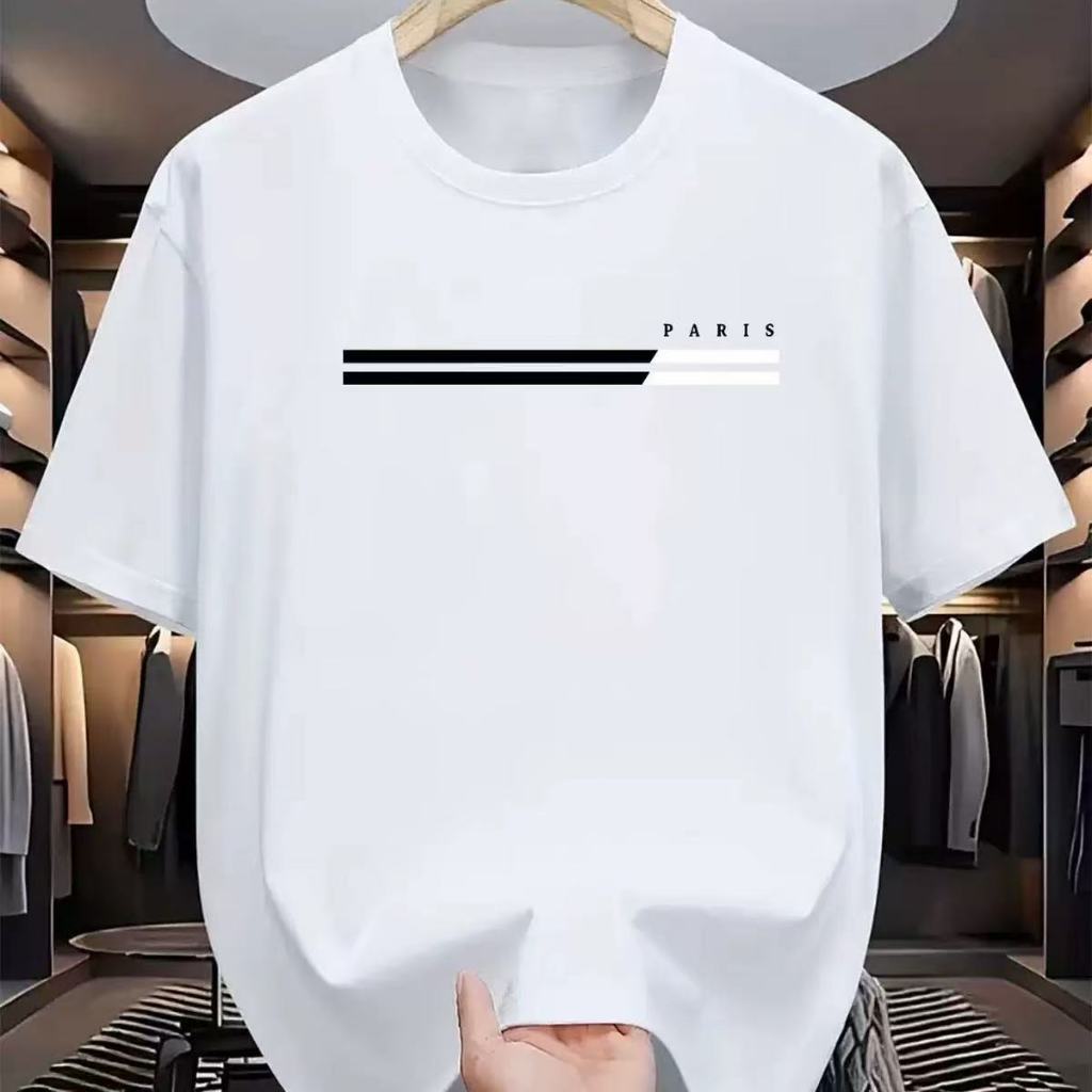 Men's Casual round Neck T-shirt Printed with Paris Letter Pattern ...