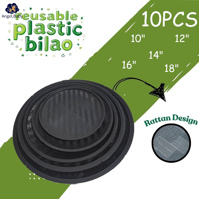 10pcs /Plastic Bilao Food Grade Black Round Bilao Reusable BBQ Plastic ...