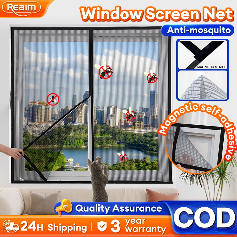 Mosquito Screen Window Net Magnetic Closure Self-Adhesive Window Screen ...