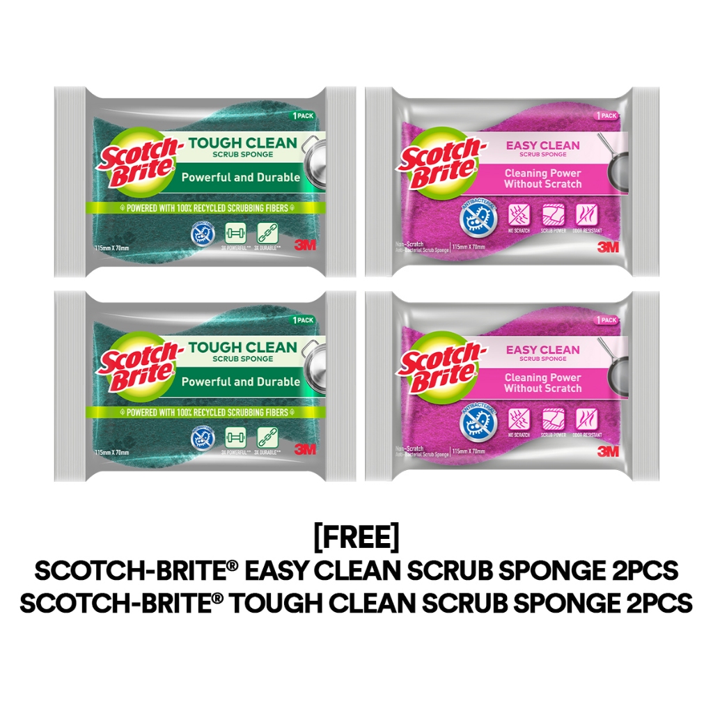 [FREE GIFT]Scotch-Brite® Easy Clean Scrub Sponge 2pcs + Tough Clean ...