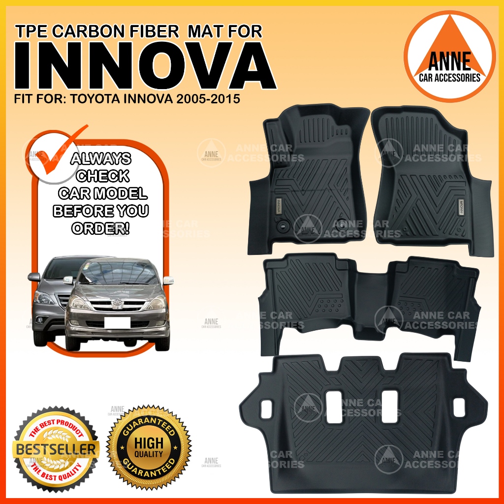 TPE / Carbon Fiber Car Deep Dish Matting for Toyota Innova 2005 to 2025 ...