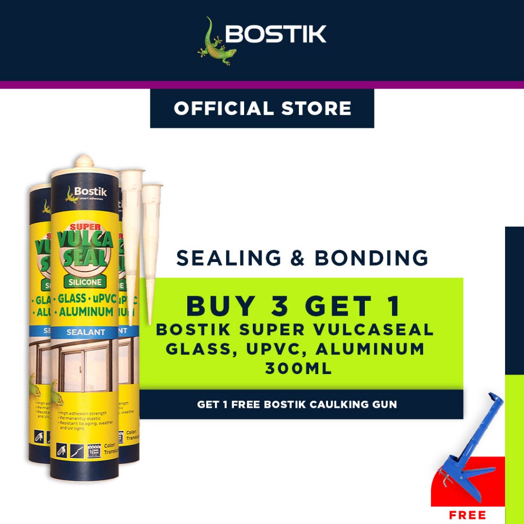 Buy 3 Bostik Super Vulcaseal Glass, uPVC, Aluminum 300ml Get 1 FREE ...