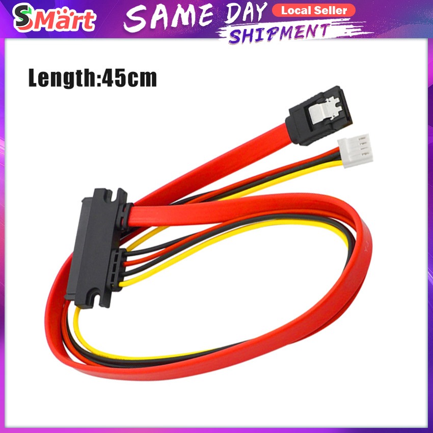 45CM 22Pin SATA Male to 7+15 Pin Female Serial SATA Extender Cable Data ...