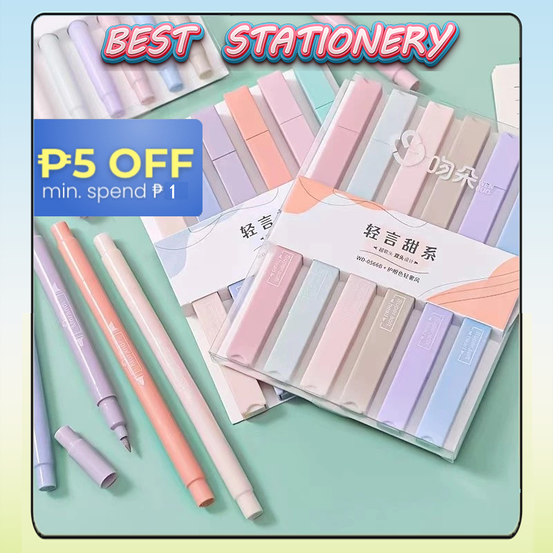 6pcs Morandi color highlighter eye care marker soft head student ...