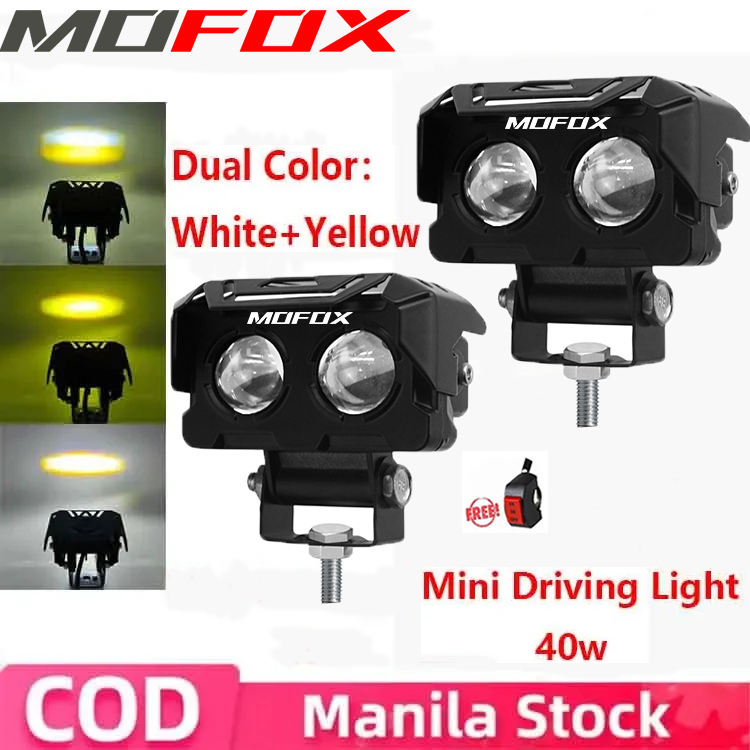 MOFOX B2 Laser Gun MDL 40W Motorcycle LED Lights Dual Color Hi/Lo Mini ...