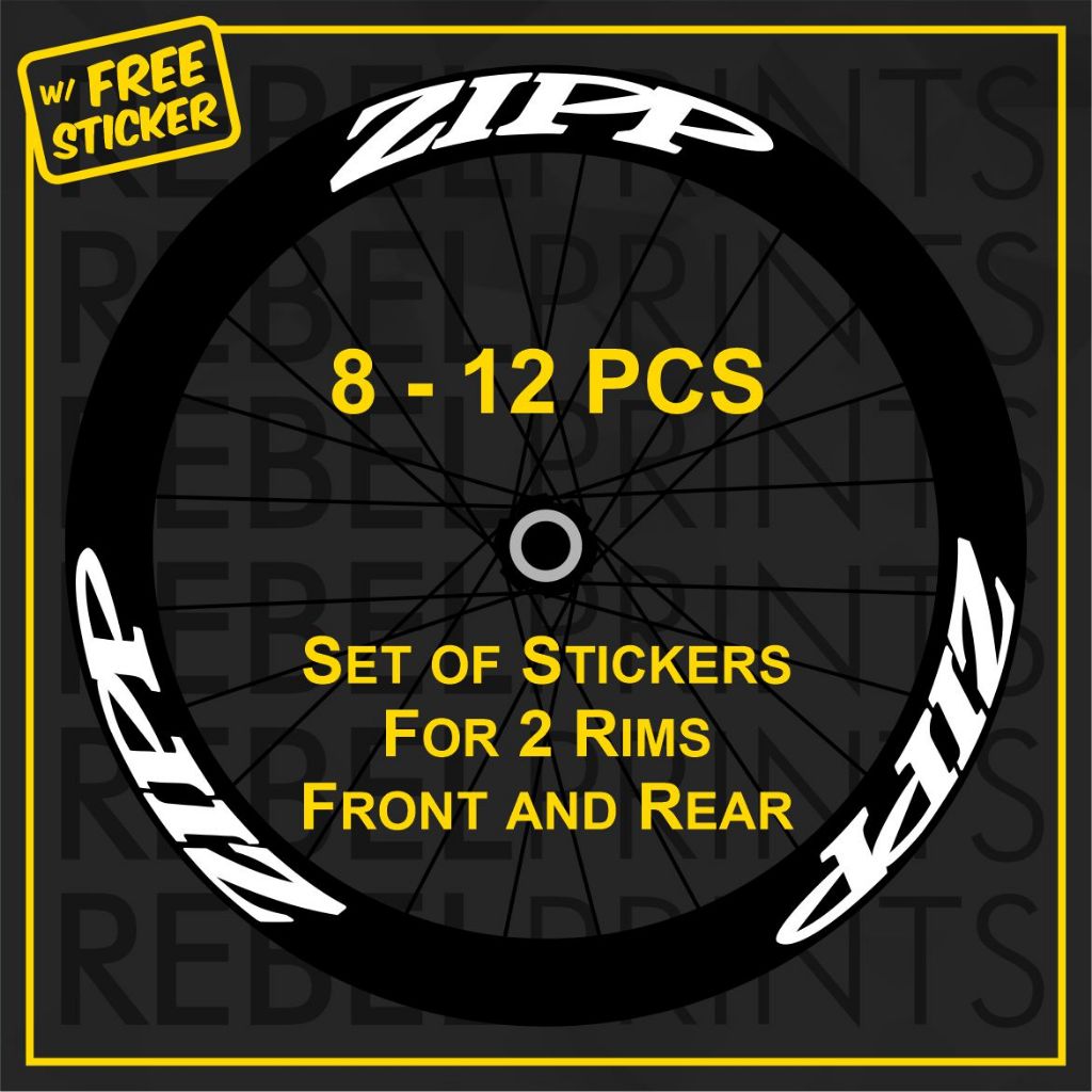 ZIPP (8 or 12 pcs) 700c 40mm Wheel Rim Sticker Decal Vinyl for Road ...