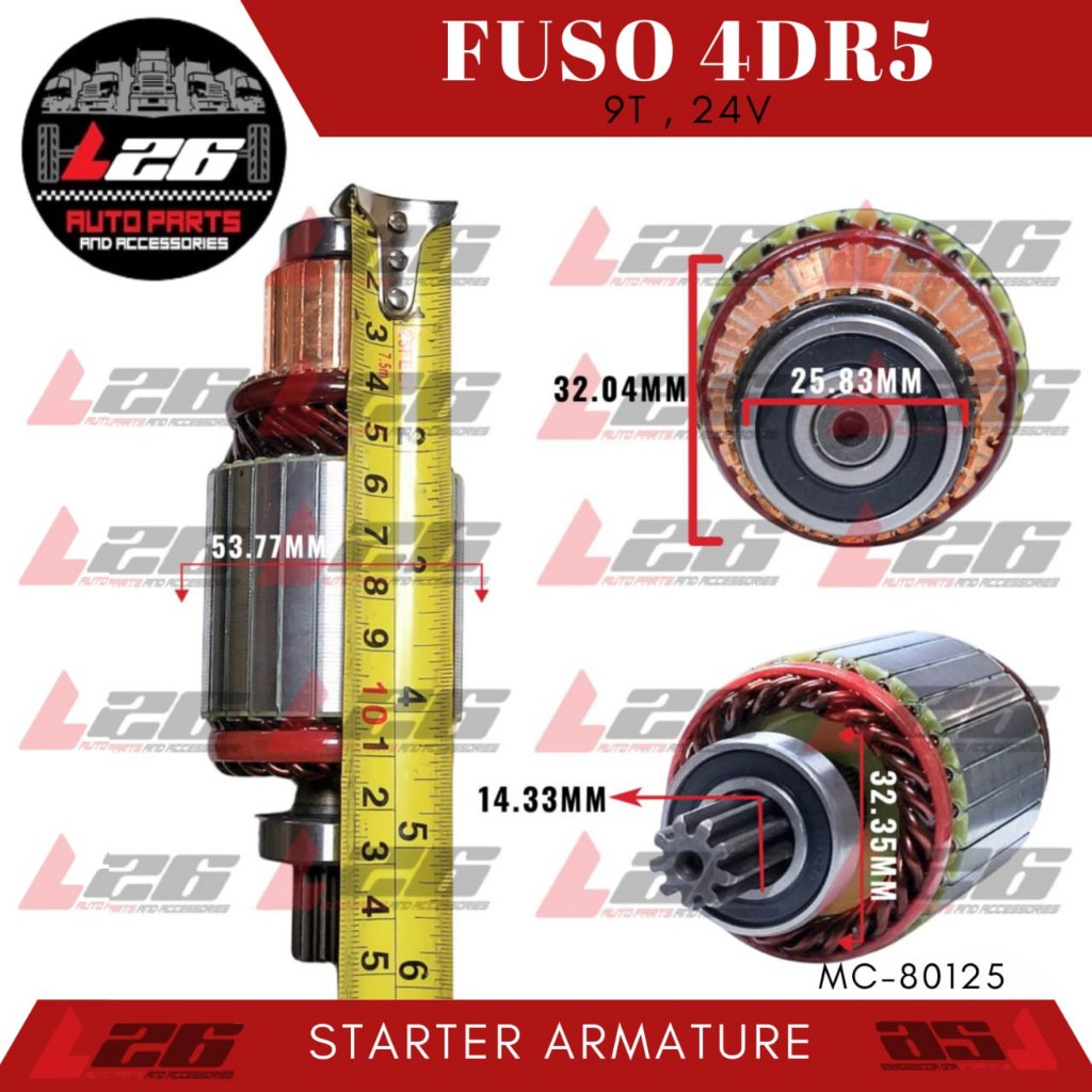 Mitsubishi Fuso 4DR5 Old Model STARTER ARMATURE 9T 24Volts MC-80125 GSK ...