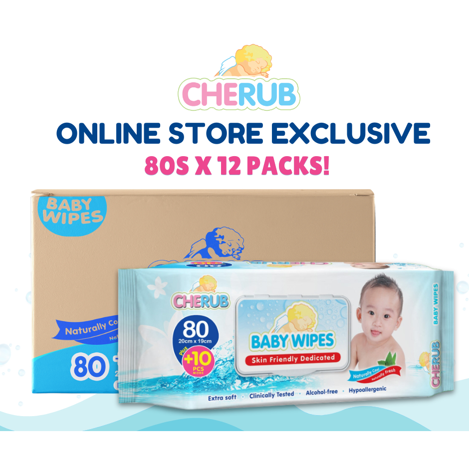 (Online Exclusive) Cherub Baby Wipes 80sx12 packs | Shopee Philippines