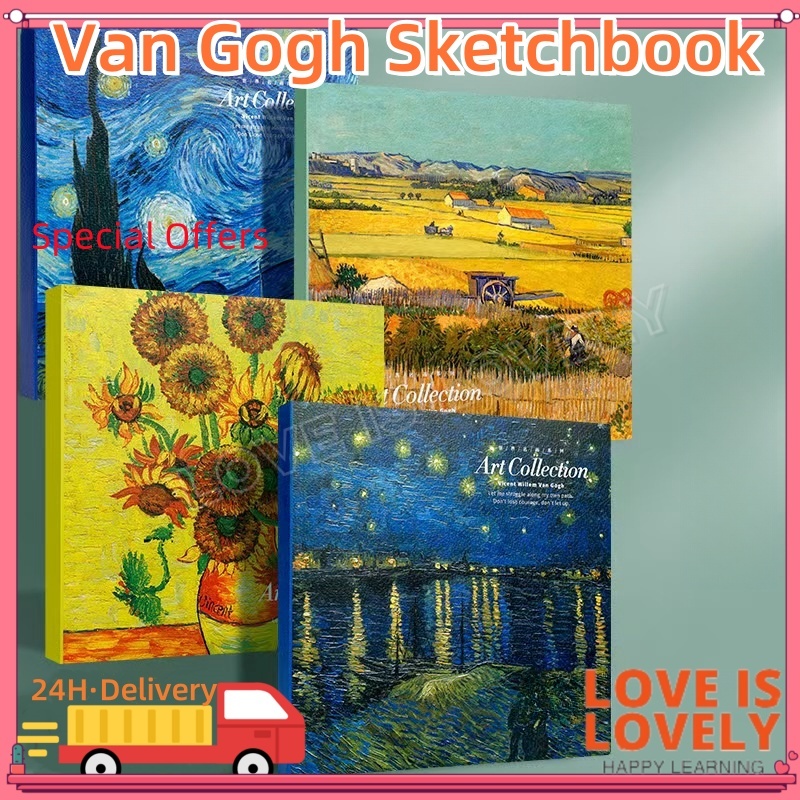 A4 Van Gogh Sketchbook 64 Sheets Oil Painting Book Thickened Sketchpad ...