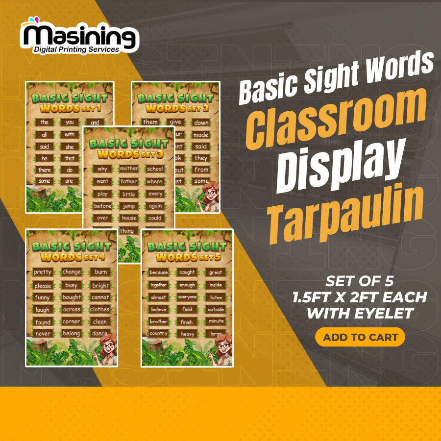 Basic Sight Words Set of 5 Classroom Display Tarpaulin | Shopee Philippines