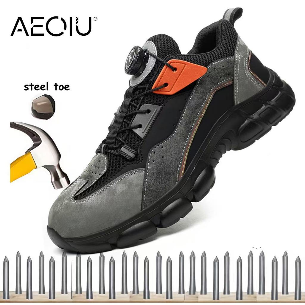 Men's high-top anti-shock safety work shoes with rotating button design ...