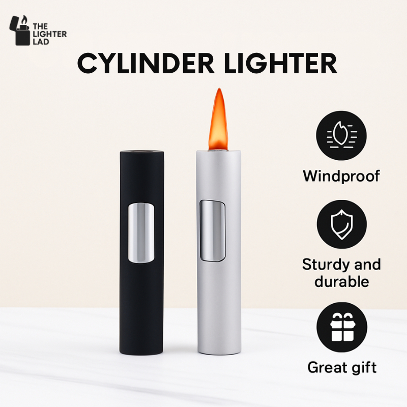 Portable Cylindrical Windproof Lighter Refillable Butane Flame Lighter ...