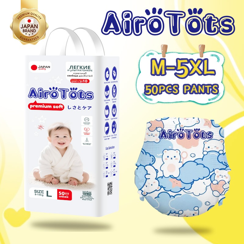 AiroTots Japan Baby Diaper Pants 50PCS Breathable Leak-proof Baby ...