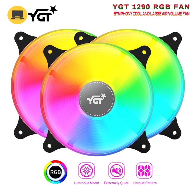 YGT RGB Fan 120mm Computer Case Fan CPU Heatsink Fan Cooling Ring ...