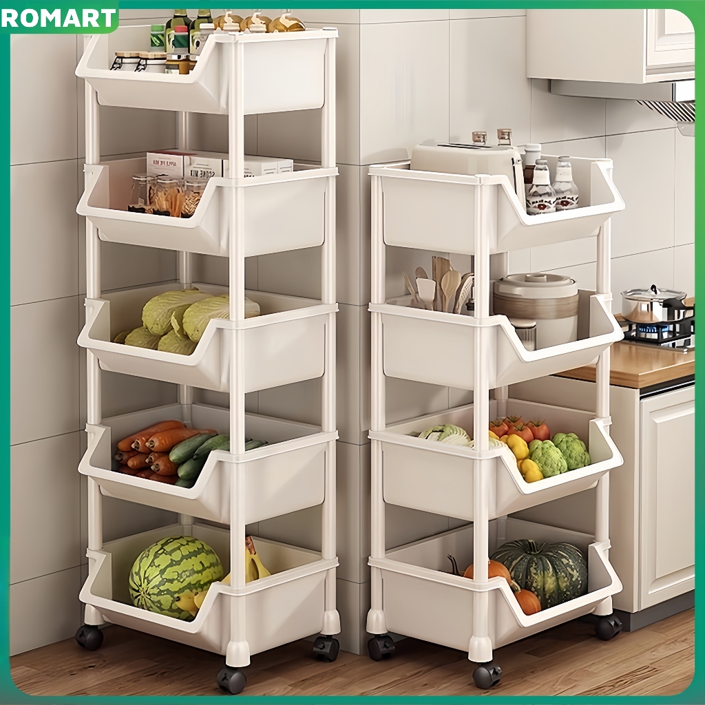 ROMART Kitchen Organizer Storage Rack Organizer Rack Trolley Cart ...