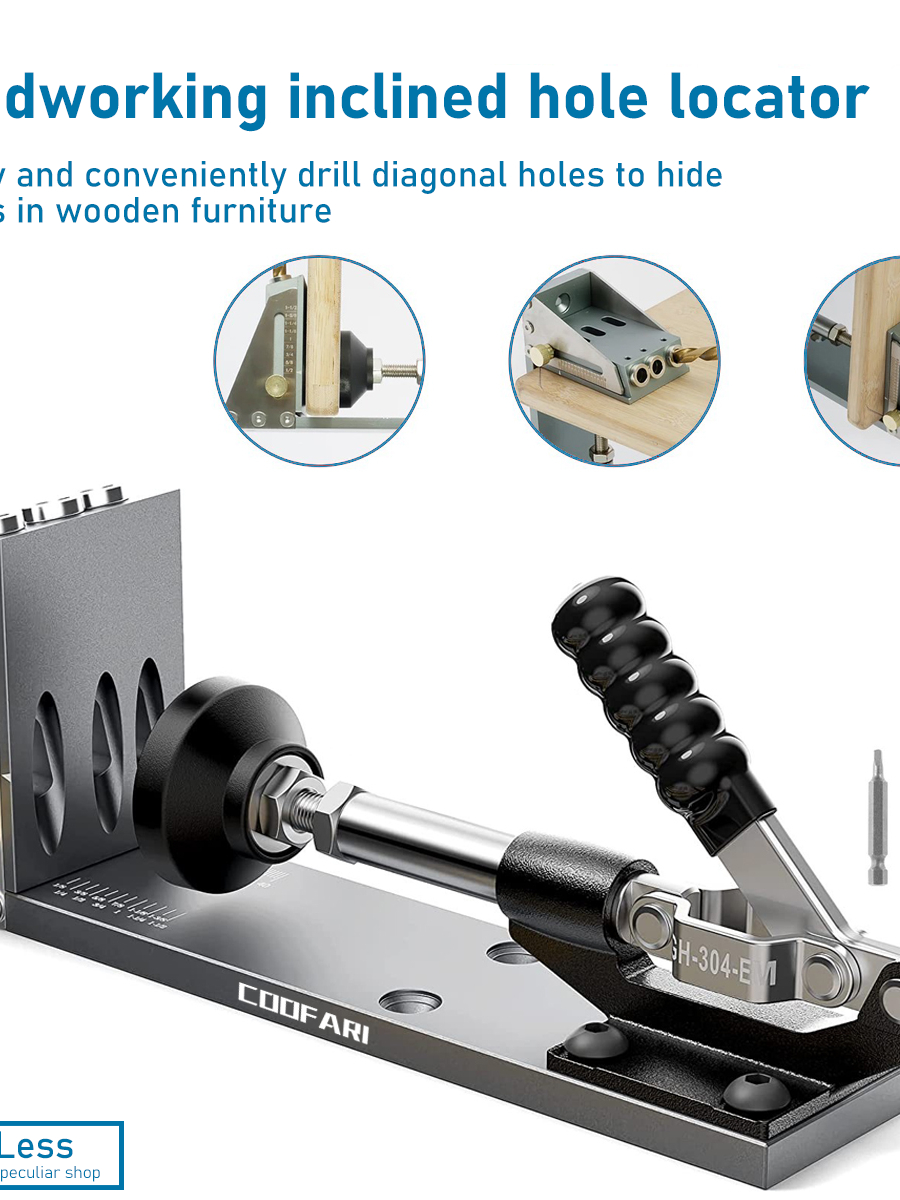 Pocket Hole Locator Jig Kit Aluminum Alloy 15 Degree Angle Oblique Hole ...