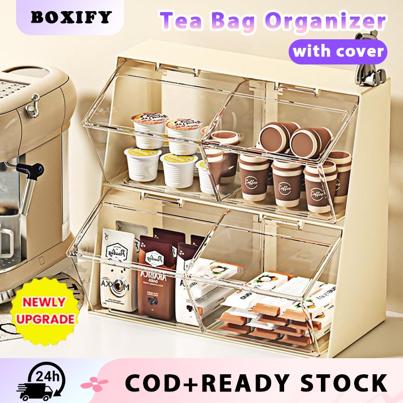 BOXIFY Dustproof Tea Bag Organizer Acrylic Coffee Storage Box Desktop ...