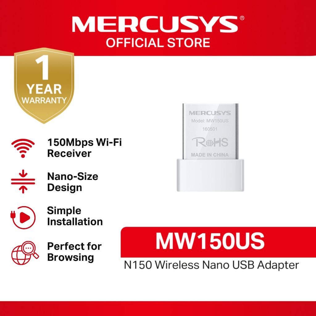 Mercusys Official | MW150US | Nano | USB | Wi-Fi | Adapter | Desktop ...
