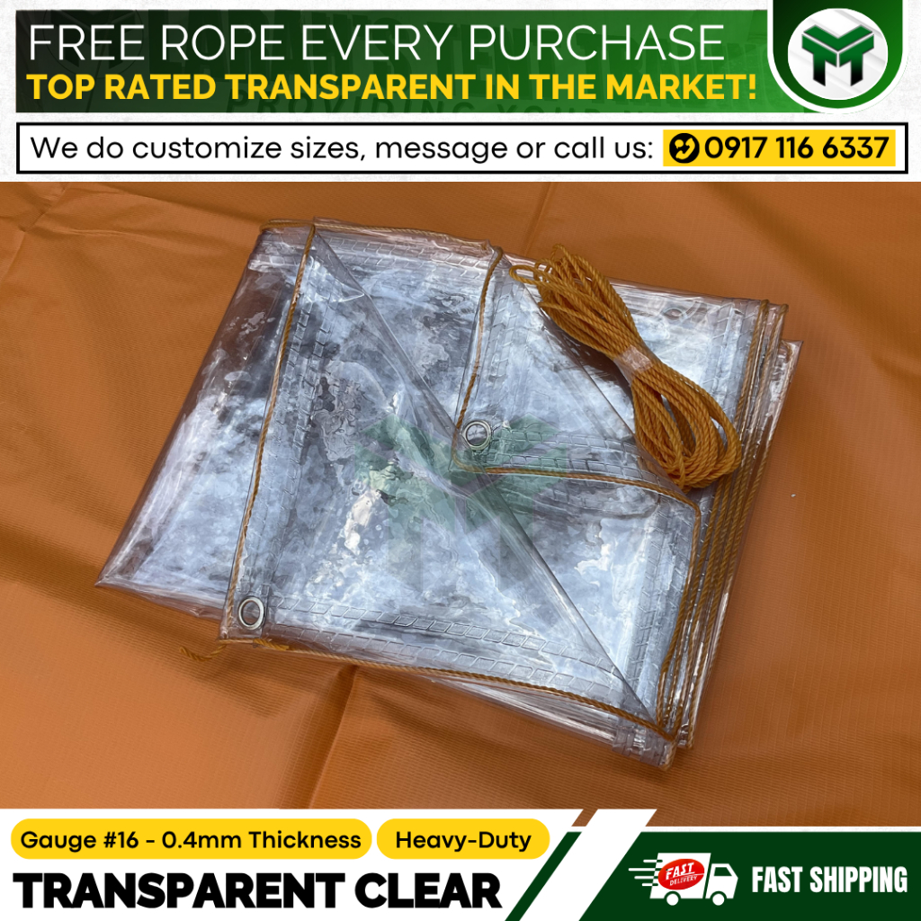 GAUGE NO.14 TRANSPARENT TOLDA TRAPAL CLEAR TARPAULIN WATERPROOF ALL ...