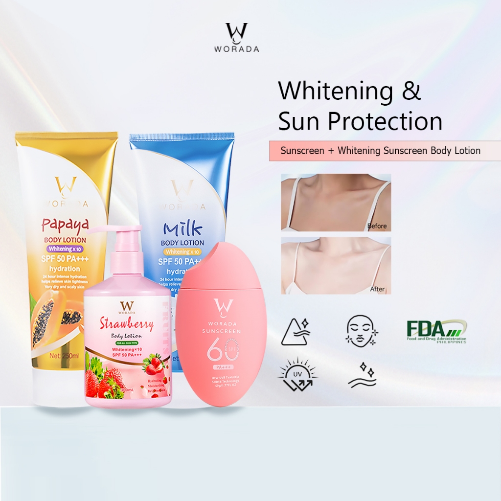 【FDA】WORADA SPF60PA+++ sunscreen and body lotion UV protection Non ...