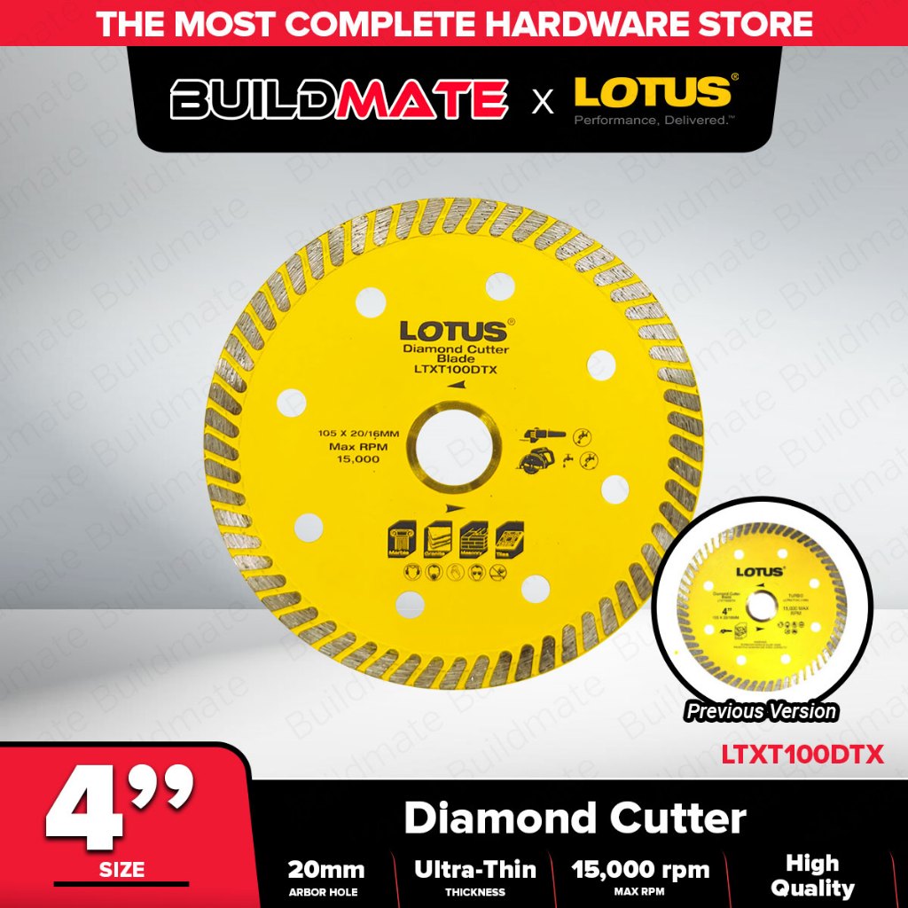 Buildmate x LOTUS 4" Diamond Cutter Cutting Disc Ultra Thin LTXT100DTX ...