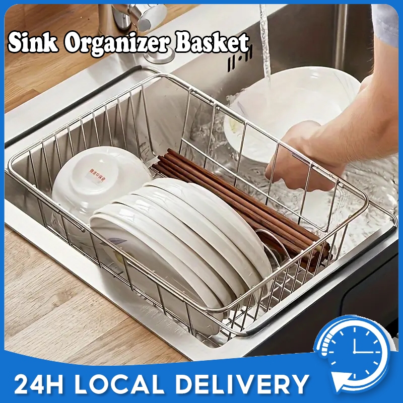 Retractable Sink Water Filter Rack Drain Basket Stainless Steel Kitchen ...