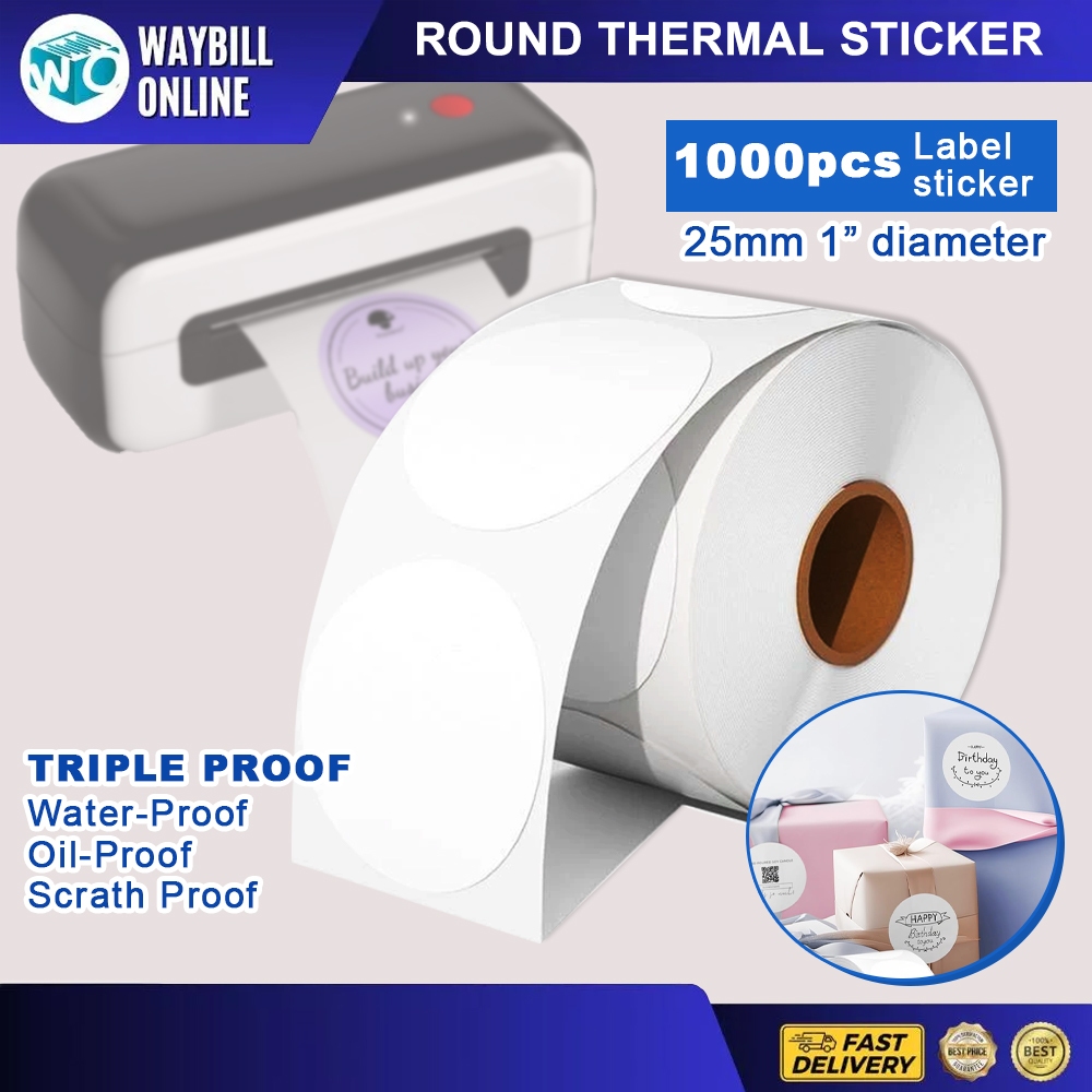 Round Thermal Sticker Paper 25mm White 1000pcs Label Printing Paper ...