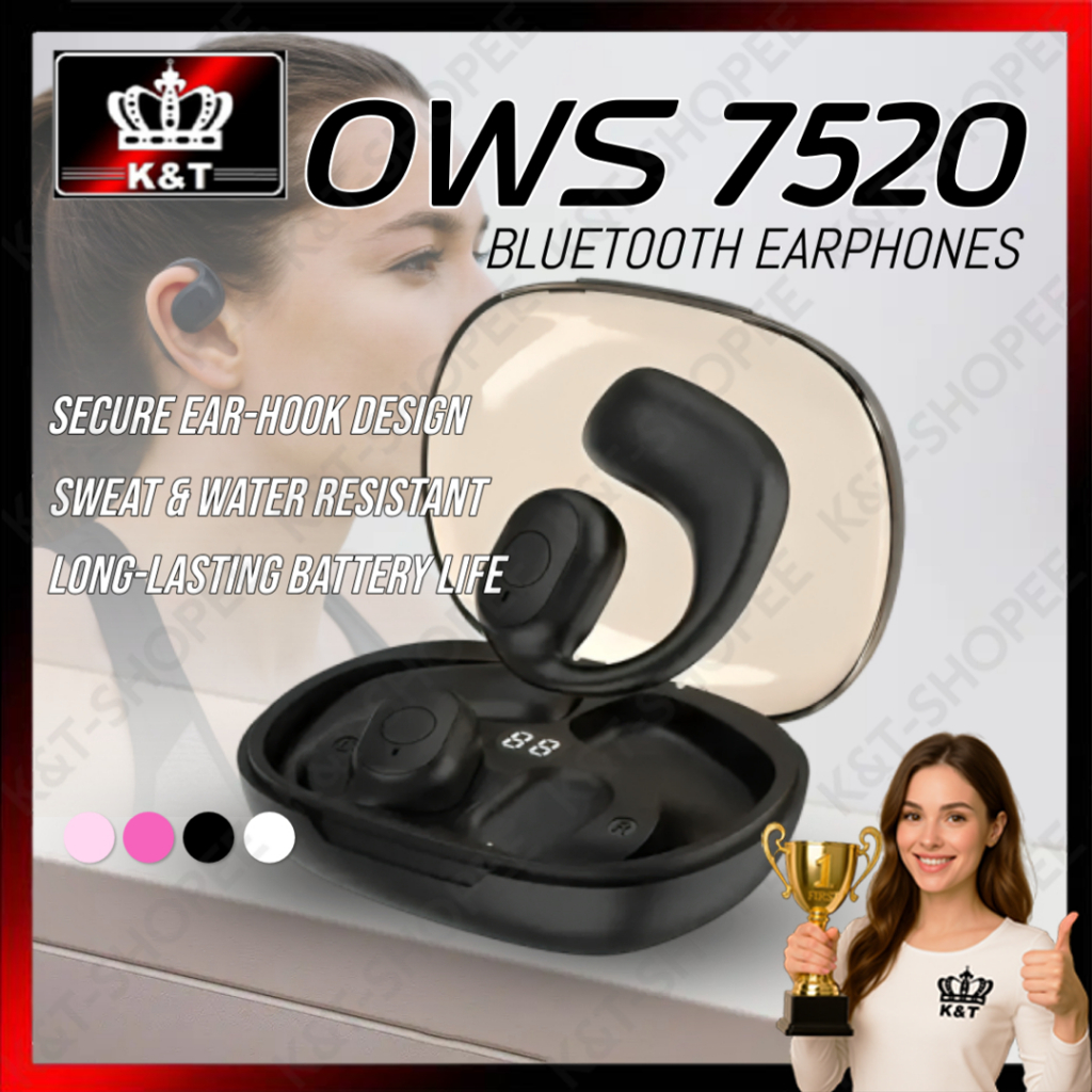 7520 OWS Bluetooth Earphones LED Display Wireless Headphones Noise ...