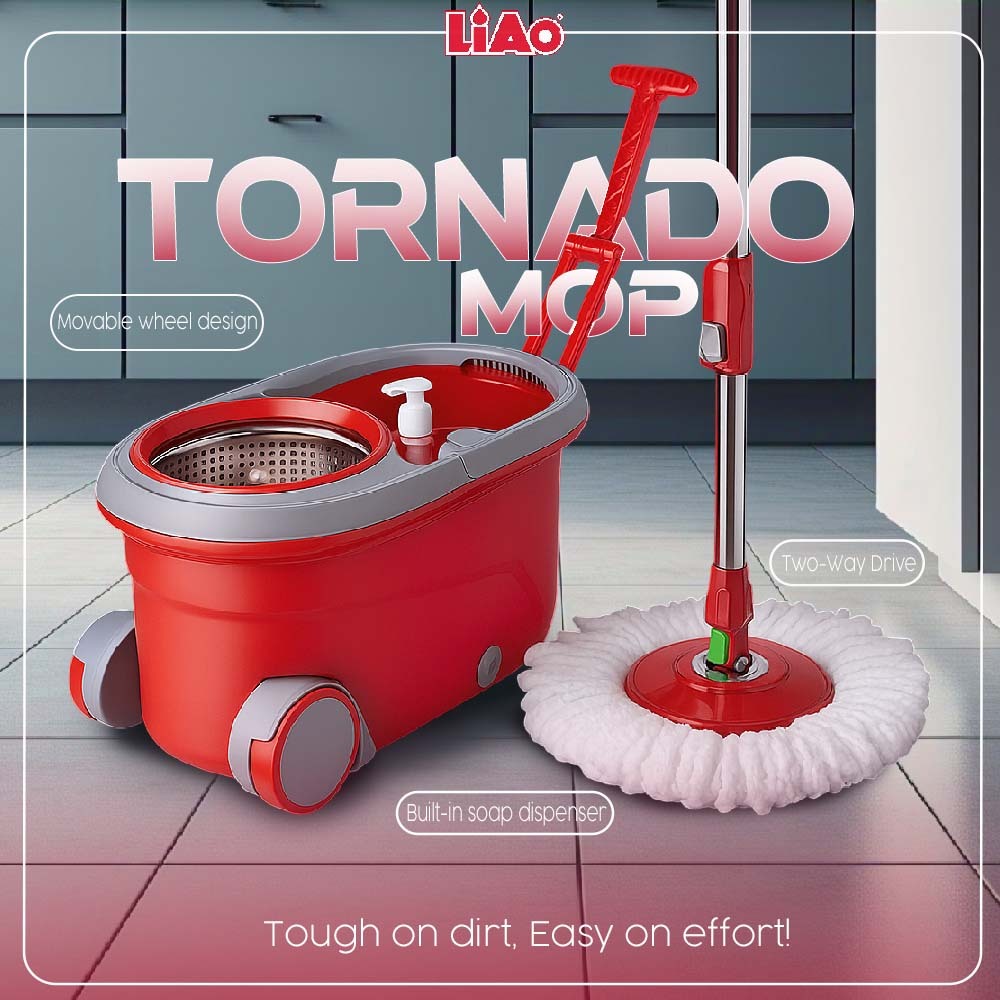 LIAO Floor Cleaning Heavy Duty Bucket Set 360 Tornado Mop With Spinner ...