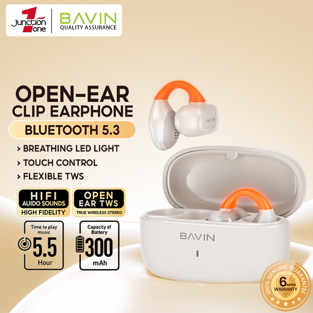 BAVIN BA102 Clip-On TWS Earbuds Open-Ear Bluetooth w/Touch Control ...
