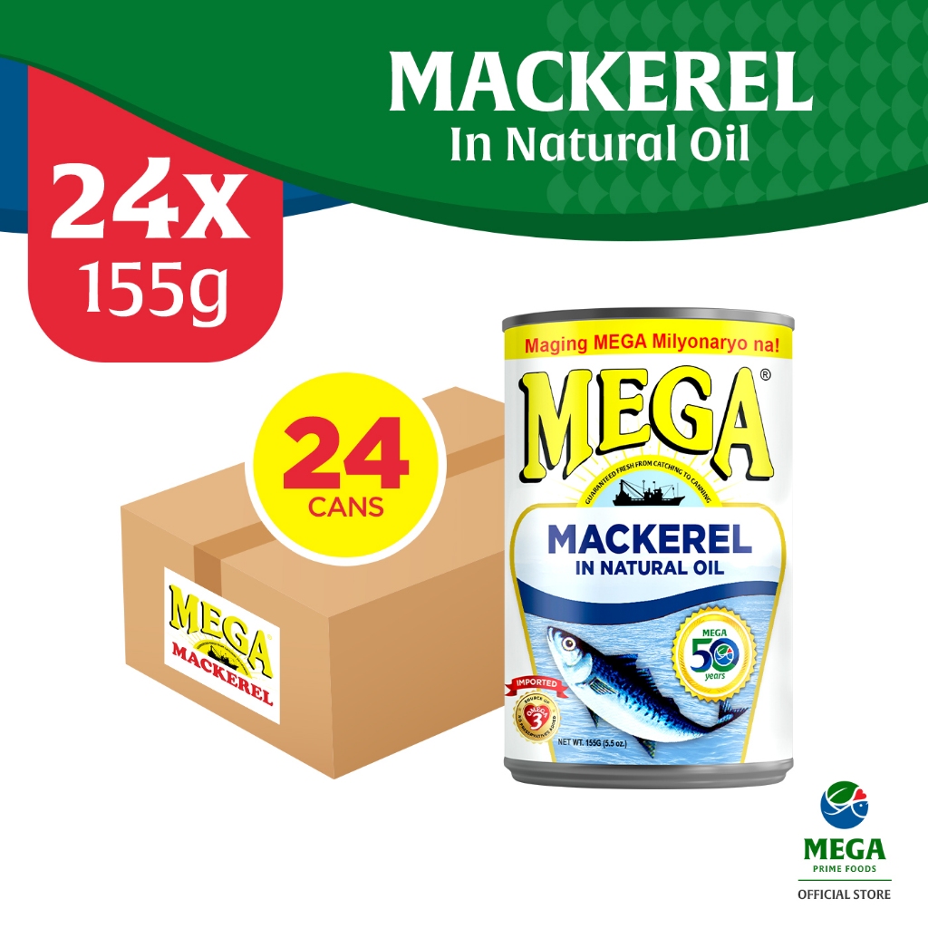 Mega Mackerel In Natural Oil 155G By 24'S | Shopee Philippines