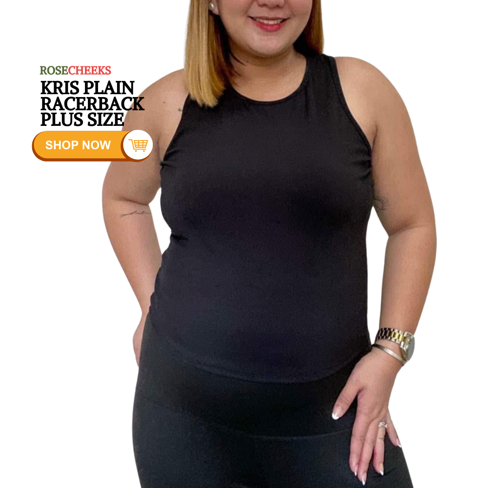 RoséCheeks Kris Roundneck Knitted Plus Size Plain Racerback for Women ...