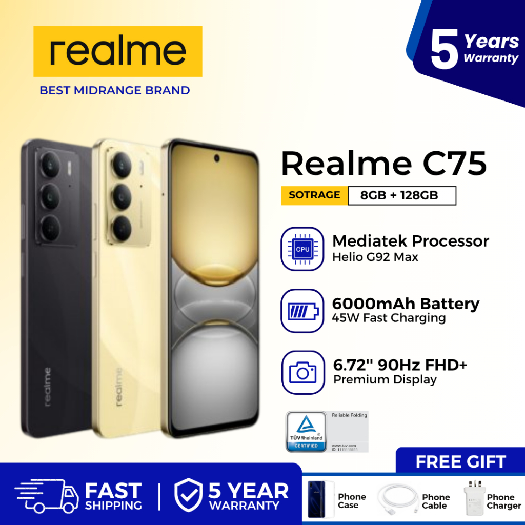 realme C75 [8GB +256GB] (Waterproof, 6000mAH Massive Battery, Ultra ...