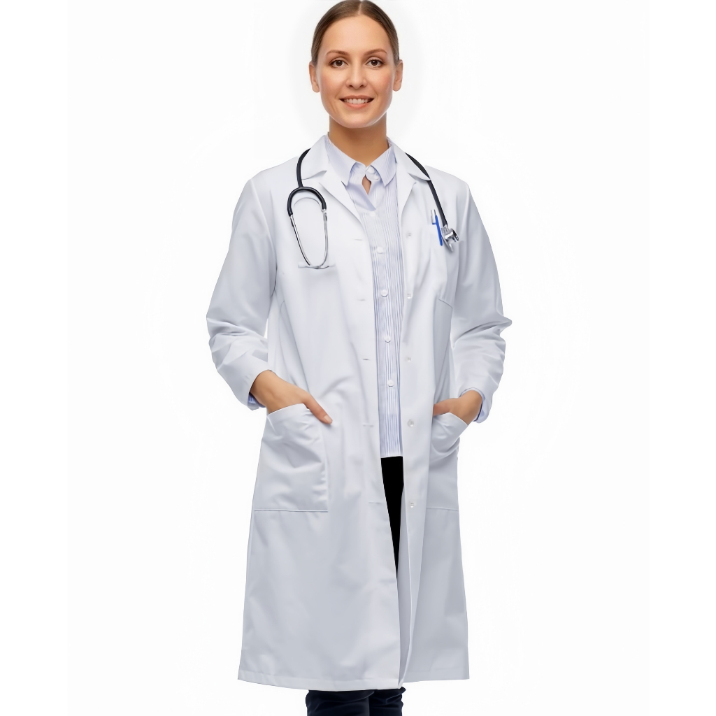 Lab Gown White Coat Long Sleeve Doctor uniform Doc coat Unisex M-XL All ...