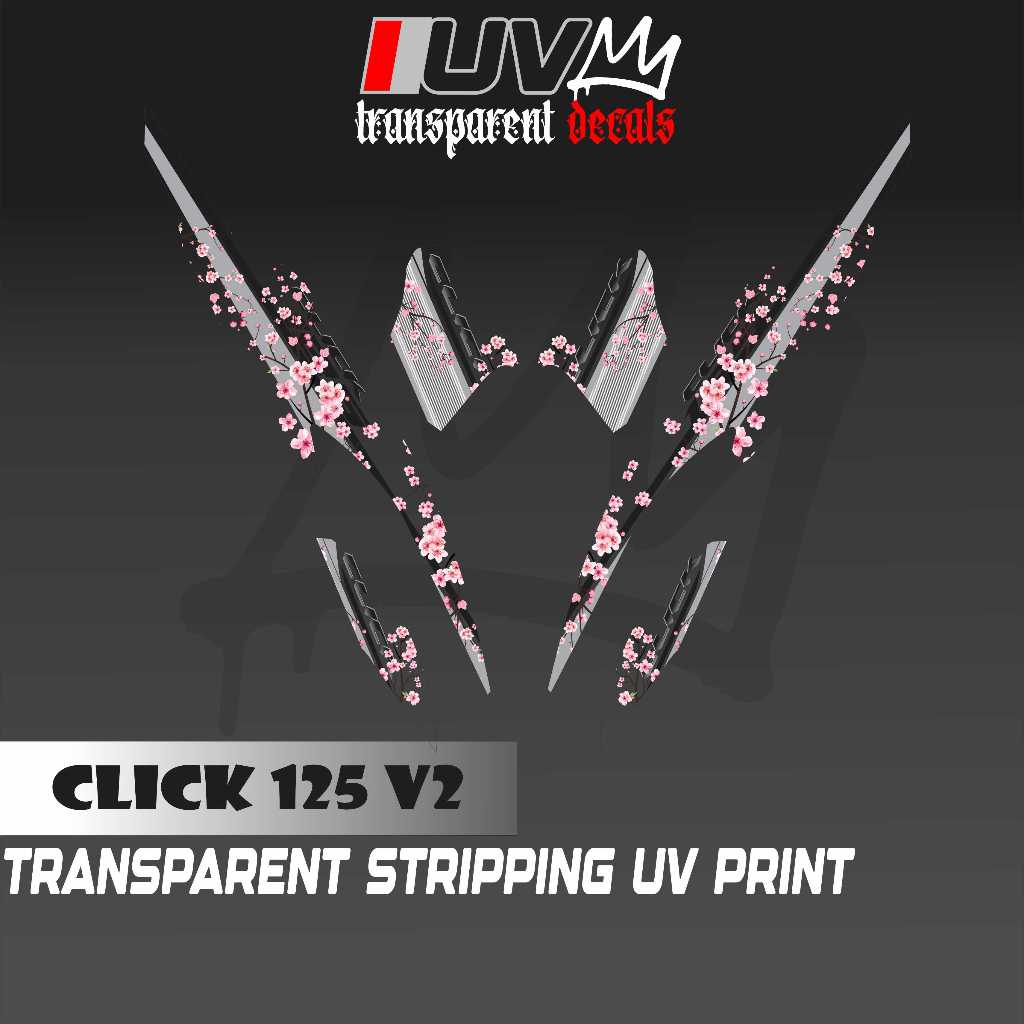 TRANSPARENT HONDA CLICK 125 V2 SAKURA DESIGN DECALS | Shopee Philippines