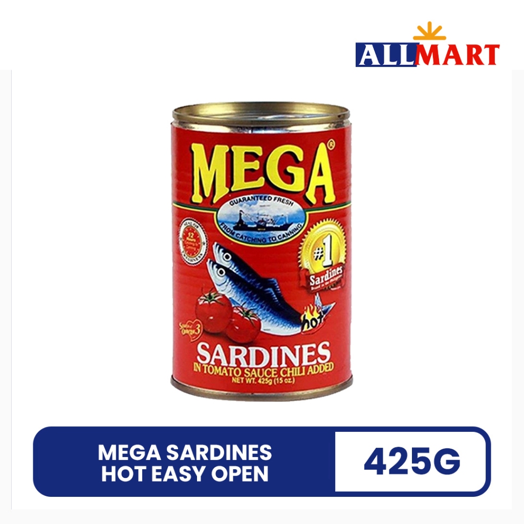 Mega Sardines Hot Easy Open 425g - AllMart Online Grocery | Shopee ...