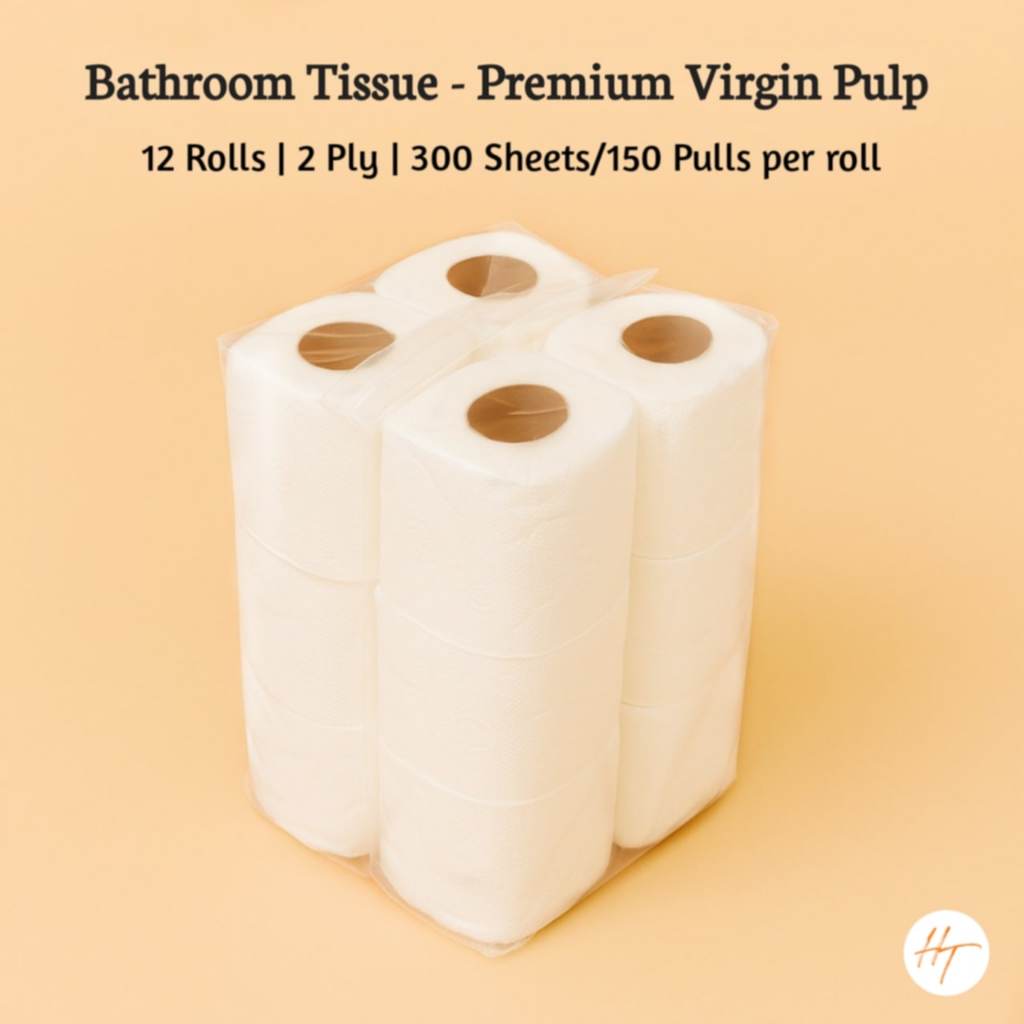Bathroom Tissue (12 Rolls) - Premium Virgin Pulp 2-Ply | 300 Sheets/150 ...