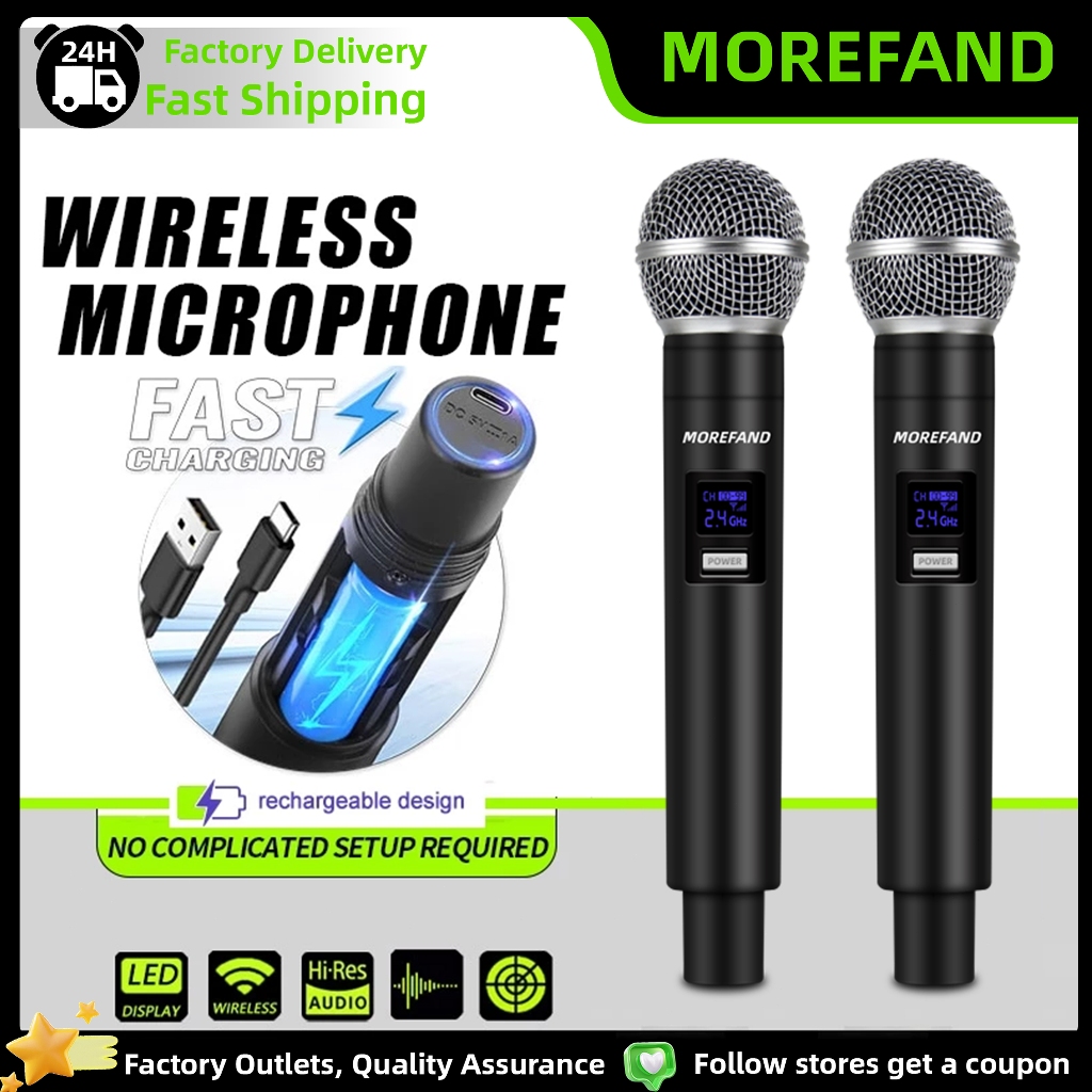 58V1-T1/58V2-T Dual Floating Mic Wireless Microphone Dual Handheld Mic ...