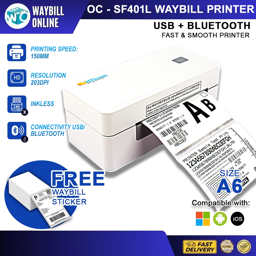 OC - SF401L Waybill Printer A6 Barcode Shipping Label Bluetooth USB ...