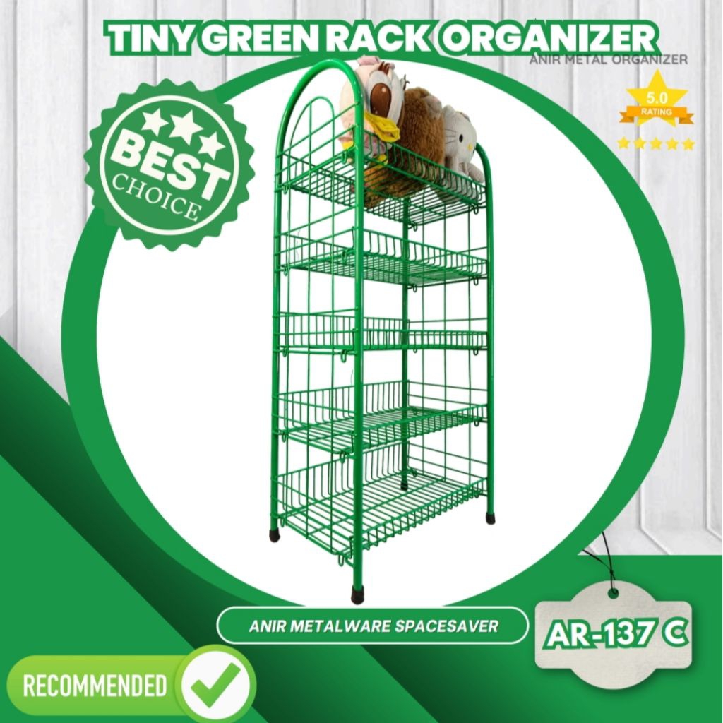 Tiny Green Metal Rack Shelf 5 Layers Home Organizer Shoe Rack Container ...