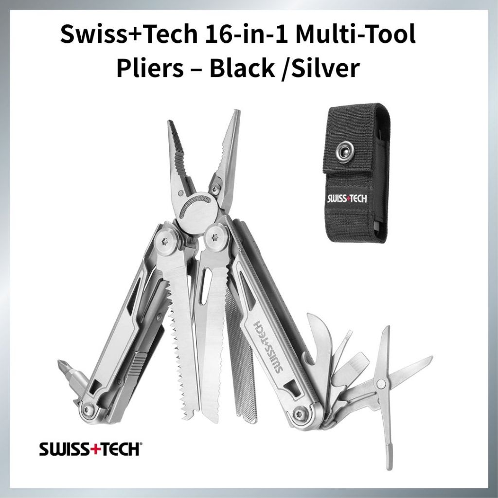 Swiss+Tech Multi-Tool Pliers 16-in-1 Locking Outdoor Tool with Pouch ...