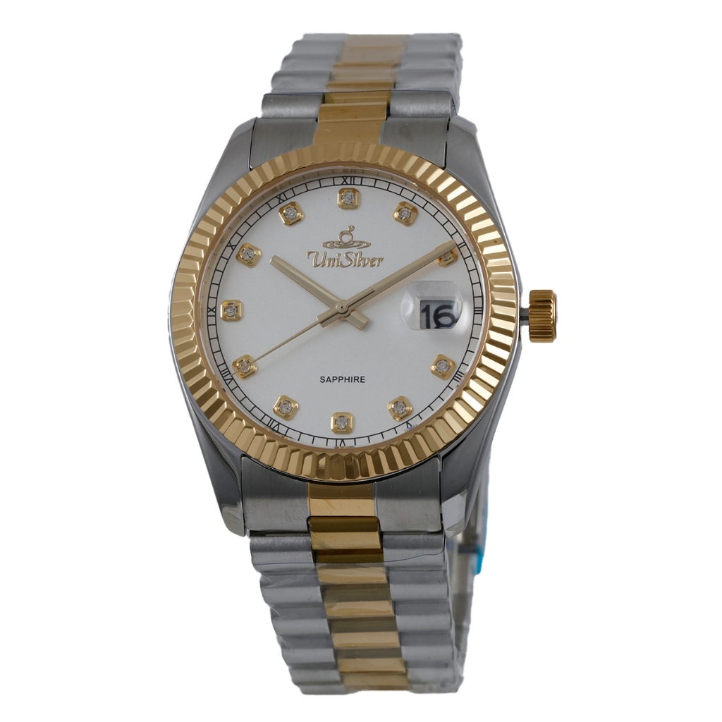 UniSilver TIME Men's Two Tone/Off White Dial Analog Stainless Steel ...