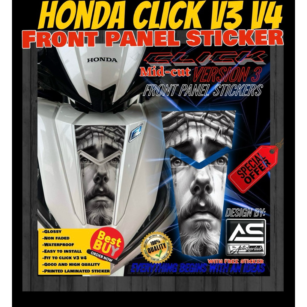 HONDA CLICK V3 V4 Mid cut FRONT PANEL STICKER | Shopee Philippines
