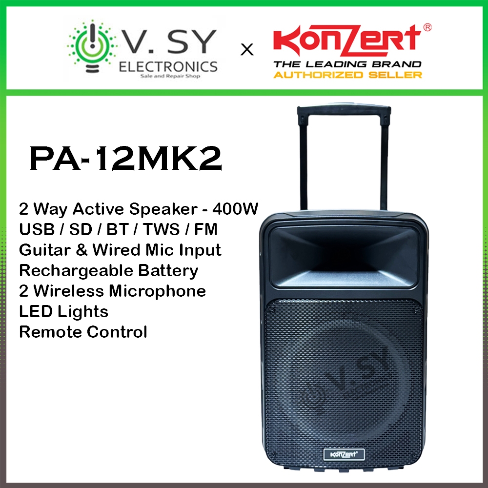 Original KONZERT PA-12MK2 12 Inches 400W Portable Trolley Speaker TWS ...