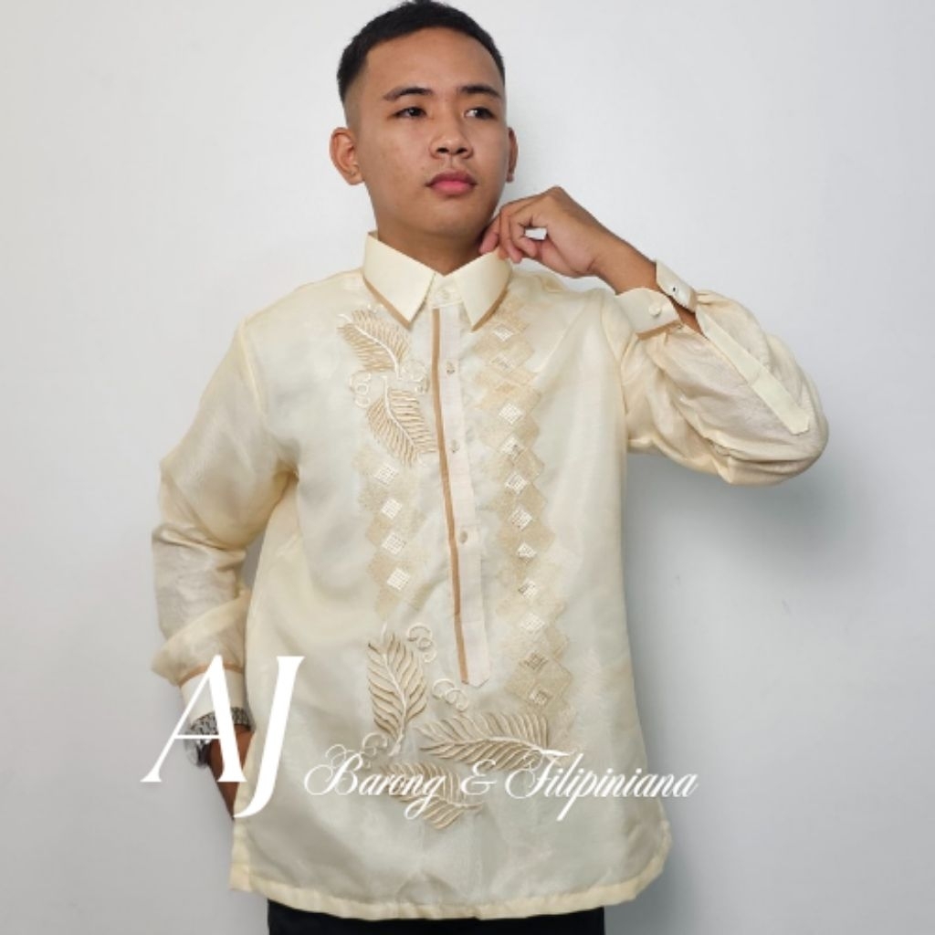 Modern Barong BW 01/06 with linninng/moccha piping groomsmen ...