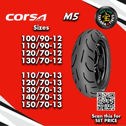 CORSA TIRE M5 Tires 12' & 13' by TAKARA TIRES, Motorcycle Tires, Gulong ...