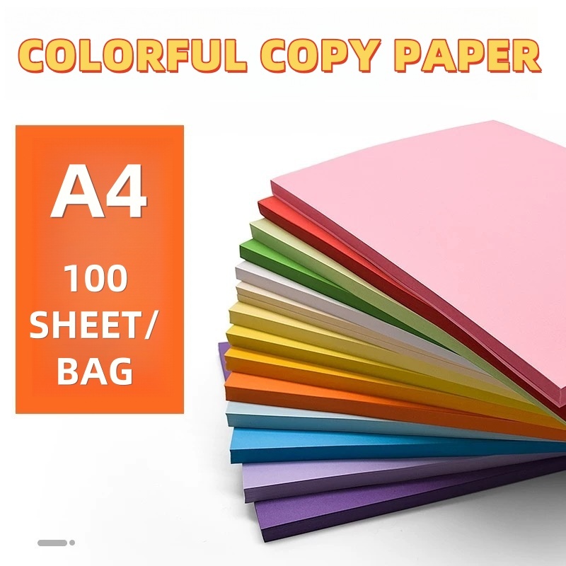 A4 Copy Paper 100Pcs Colored 10 Different Colors Crafting Decorating ...