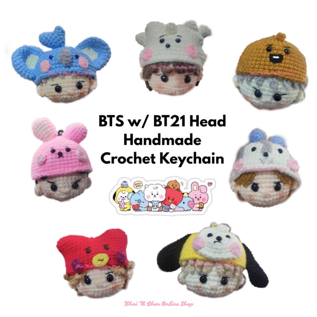 BTS with BT21 Head Amigurumi Handmade Crochet Keychain | Shopee Philippines
